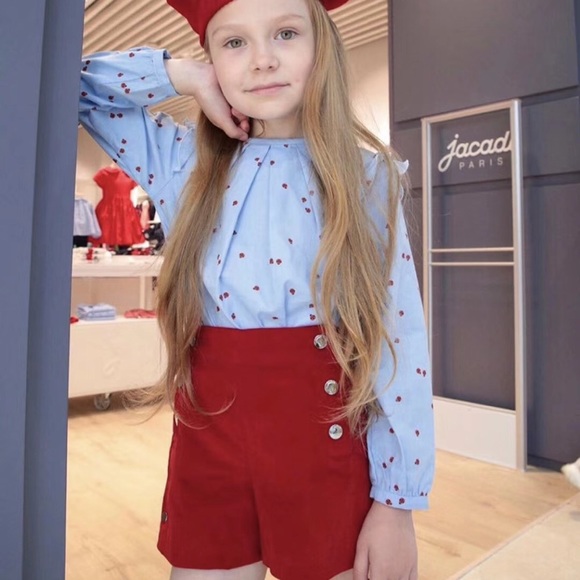 Jacadi | Shirts & Tops | Jacadi Girls Ruffle Printed Blouse 2a | Poshmark